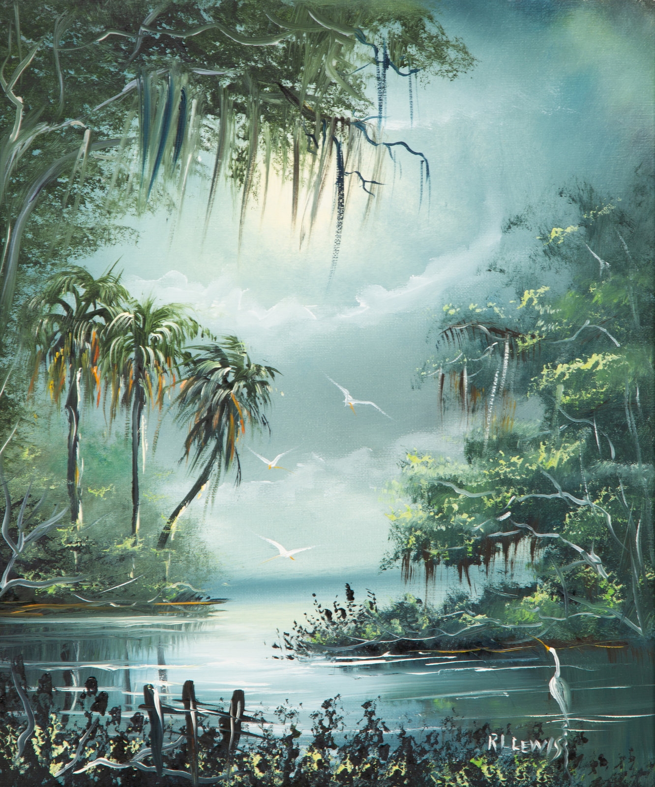Robert Lewis | Florida Highwayman - View with White Heron | MutualArt