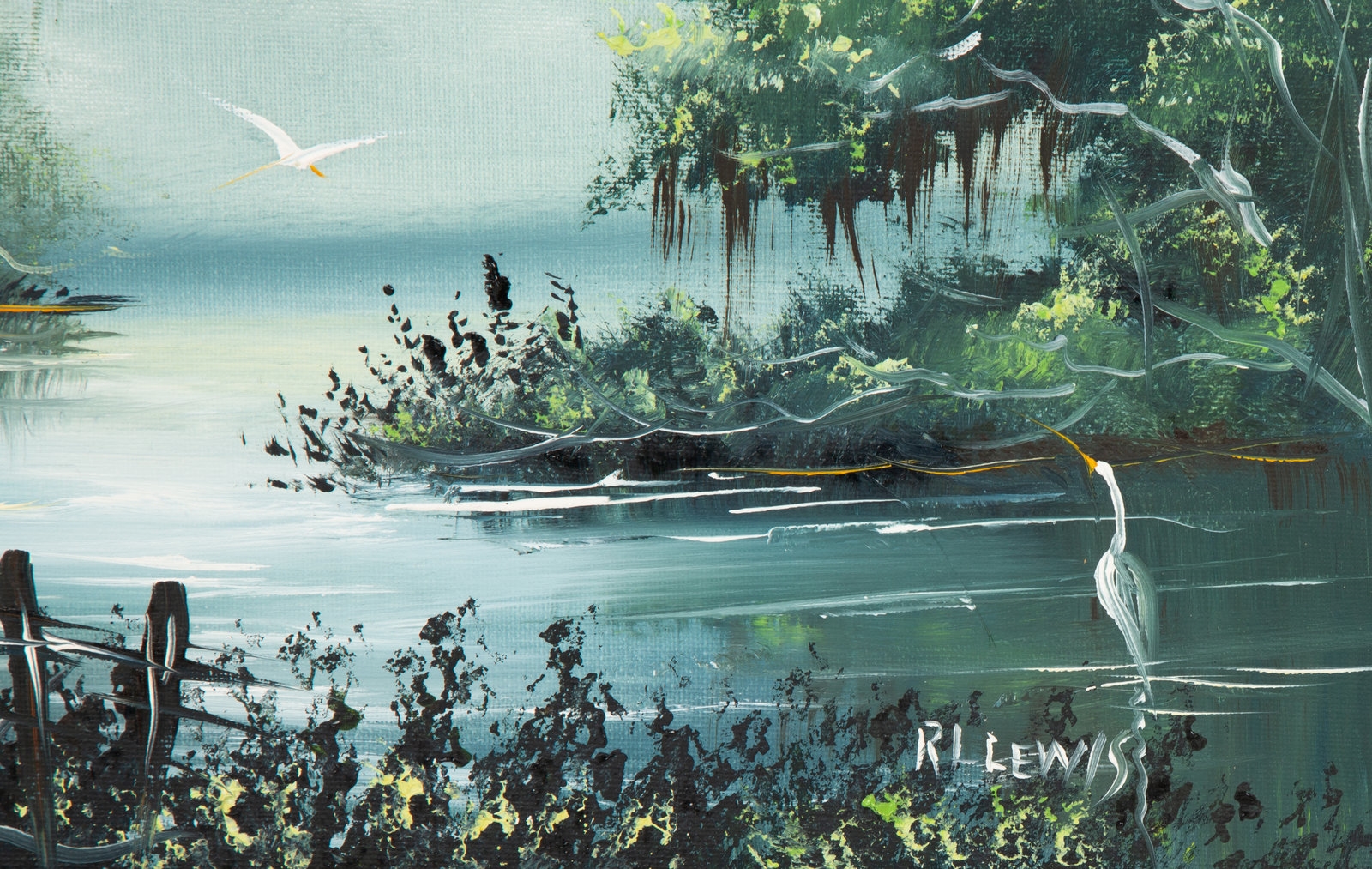 Robert Lewis | Florida Highwayman - View with White Heron | MutualArt