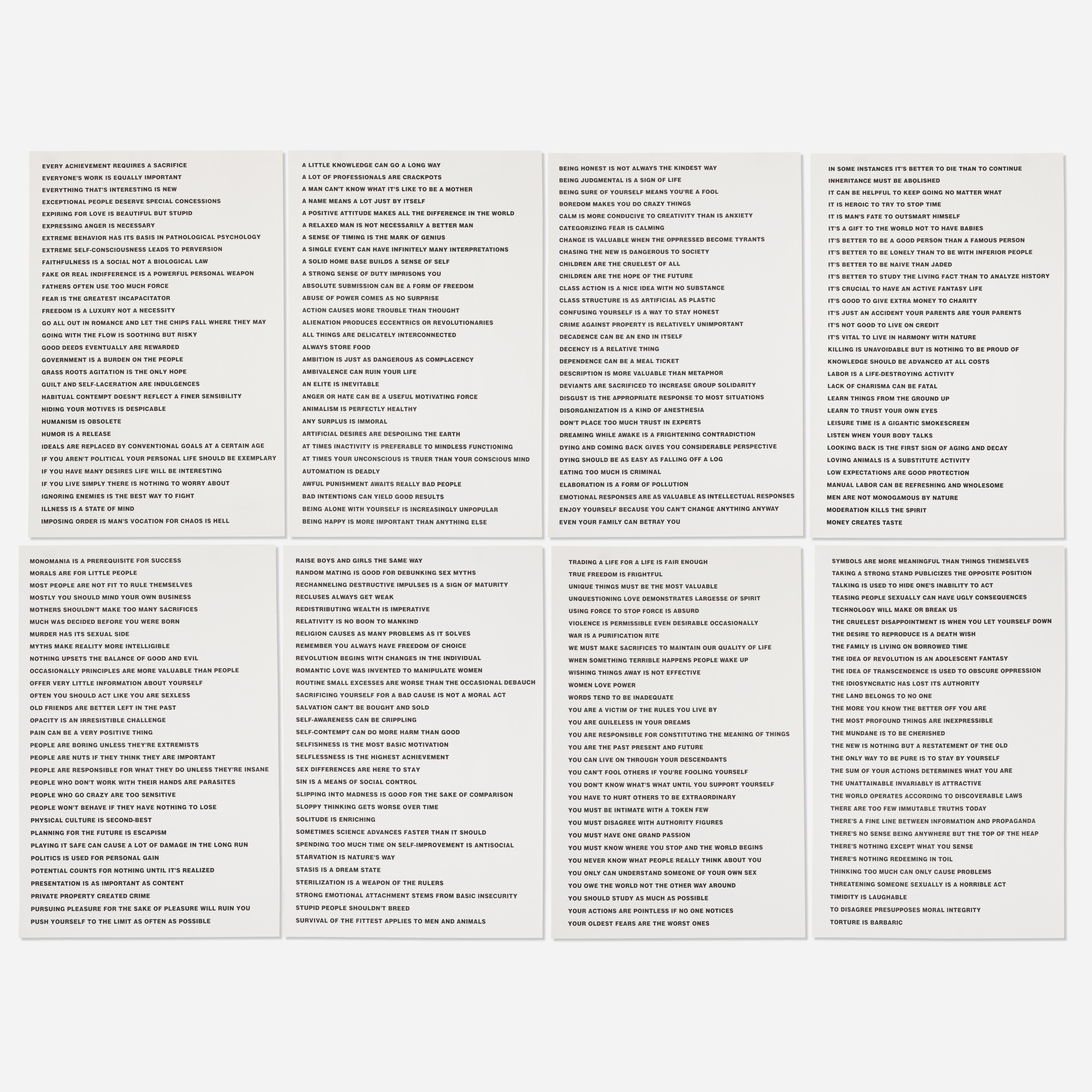 Jenny Holzer | Eight works from the Truisms series | MutualArt