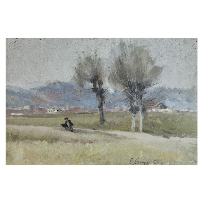 José Berga | Paisaje con figura (1890) | MutualArt