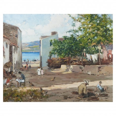 Joaquín Terruella Matilla | Pueblo costero con figuras (1947) | MutualArt