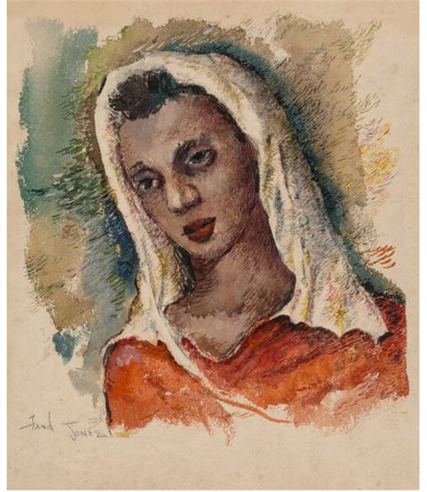 Frederick D. Jones | Portrait of a Woman with a Head Scarf | MutualArt