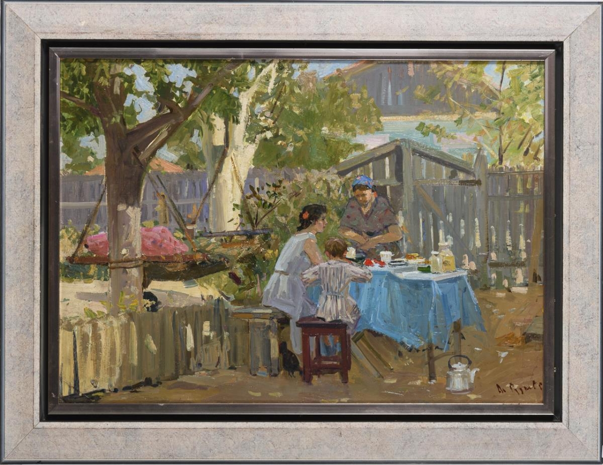 Grigory Leontievich Rudnev | Afternoon in the Garden (1954) | MutualArt