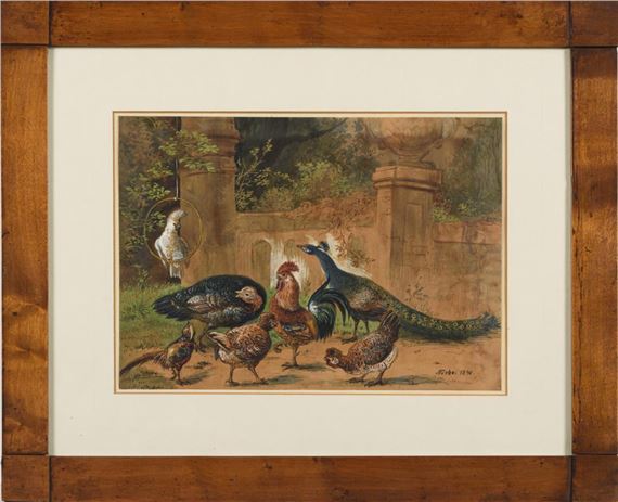 Karl August Robert Erbe | Peacock and Poultry (1890) | MutualArt