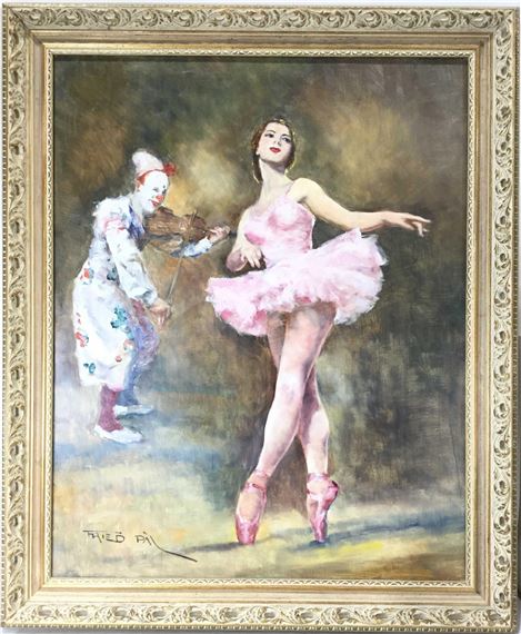 Pal Fried | Ballerina & Clown Playing A Violin | MutualArt