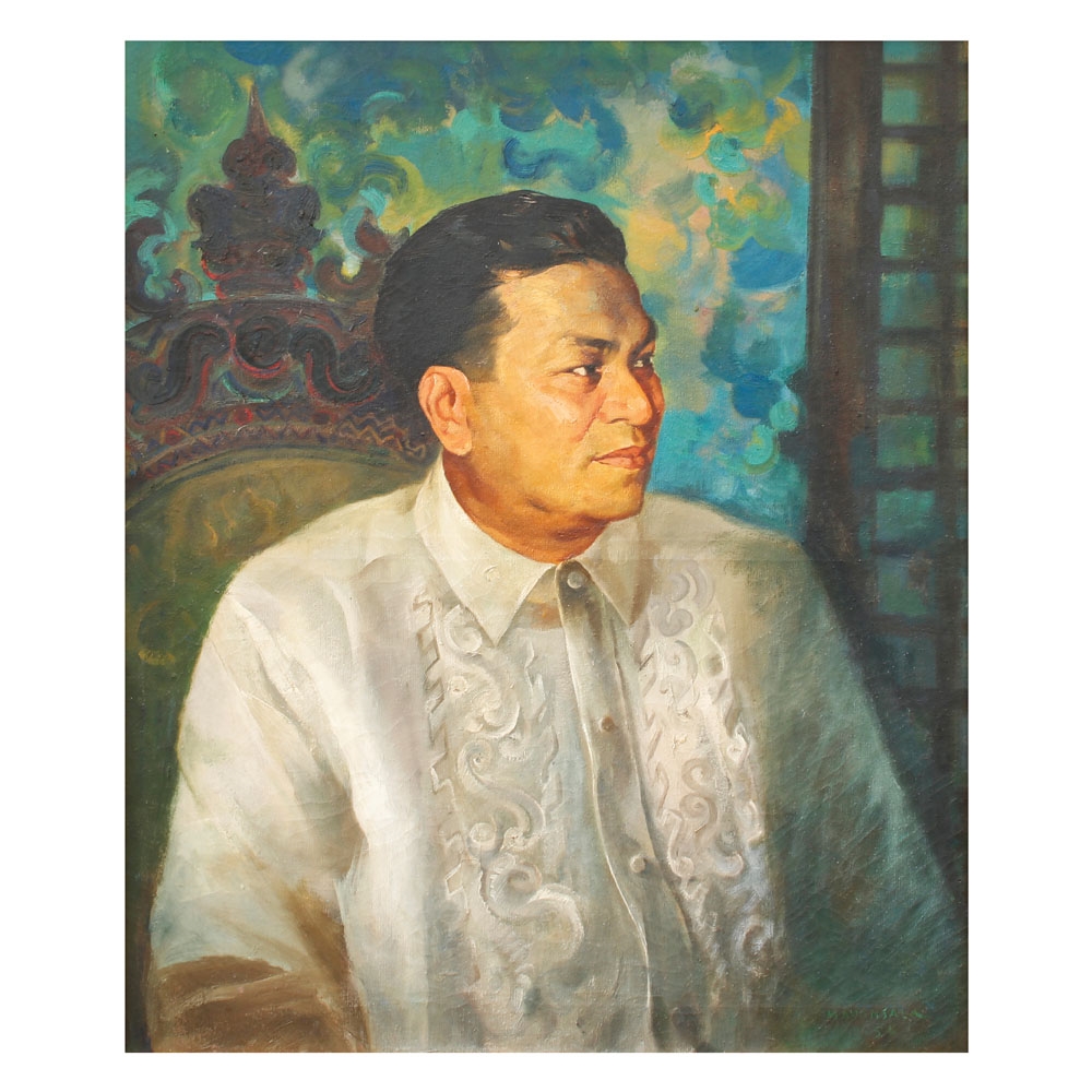 Vicente Manansala | Portrait of Ramon Magsaysay (1954) | MutualArt