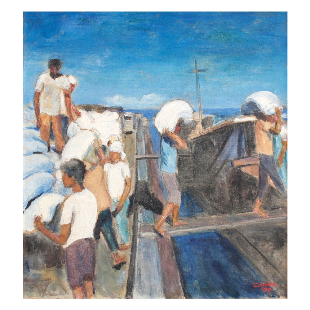 Victorio Edades | Kargadores at Davao Port (1980) | MutualArt