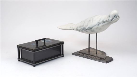 Martin Brisson | A white marble sculpture of a Beluga whale, together ...