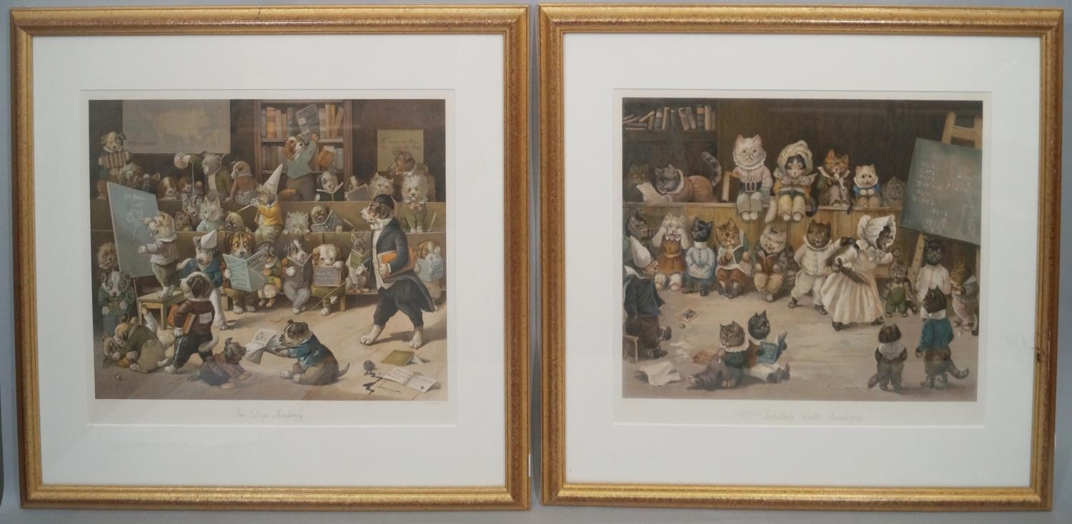 Louis Wain | set of four framed and glazed prints depicting ...