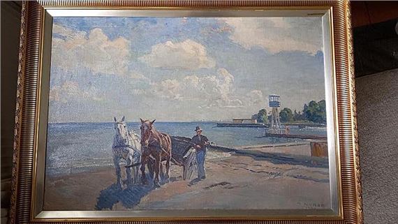 Borge C. Nyrop | Scenery with horse-drawn carriage from Bellevue Beach ...