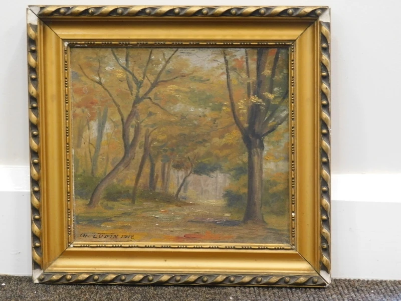 Charles Ludin | French tree lined path (1918) | MutualArt