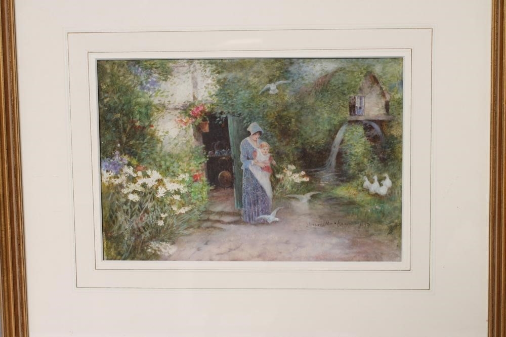 Florence Mackay | Mother and Child in a Cottage Garden (1917) | MutualArt