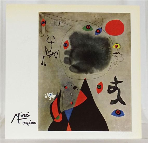 Joan Miró | Woman & Little Girl in Front of the Sun (1969) | MutualArt