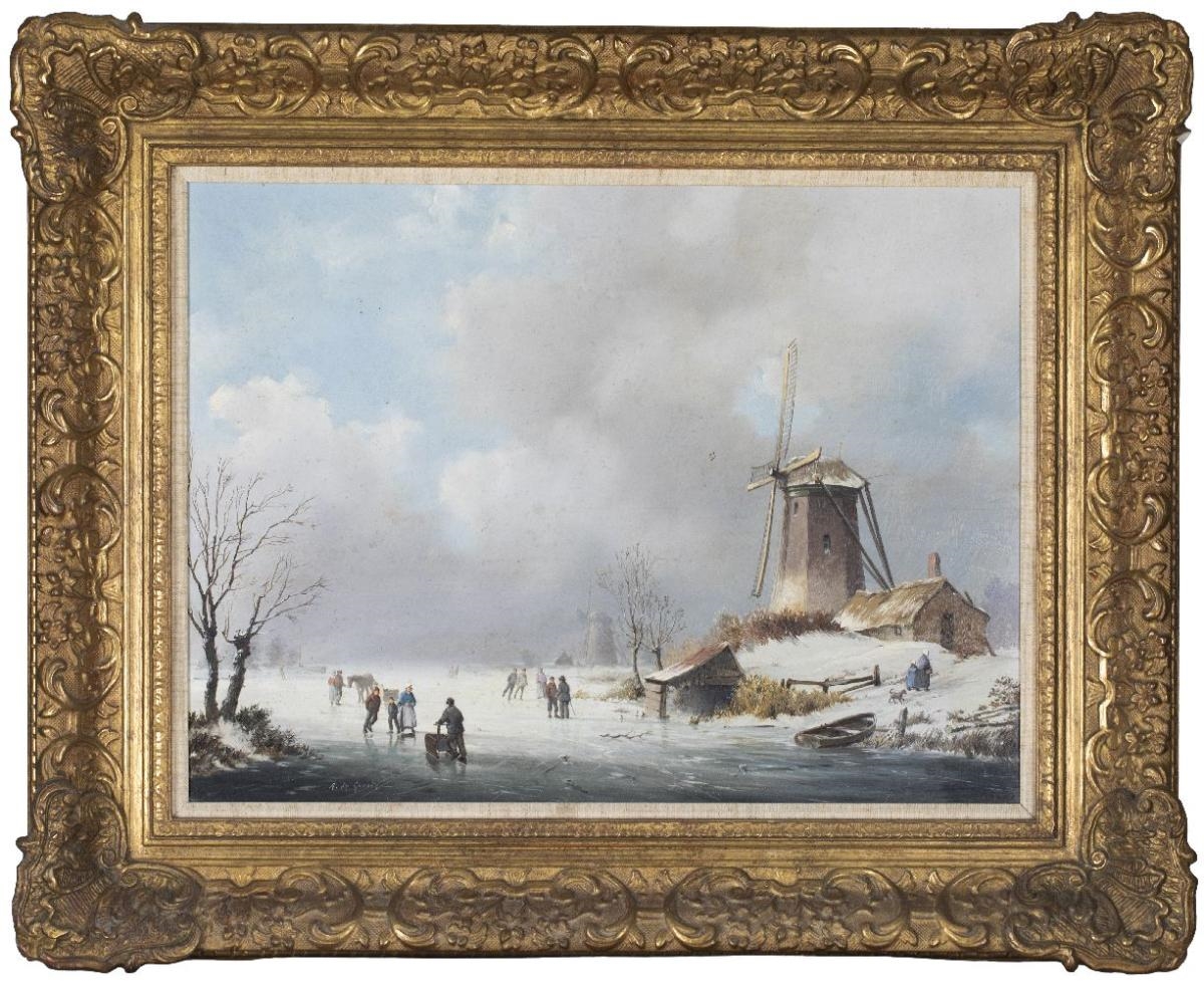 A. de Groote | A Dutch winter landscape with skaters | MutualArt
