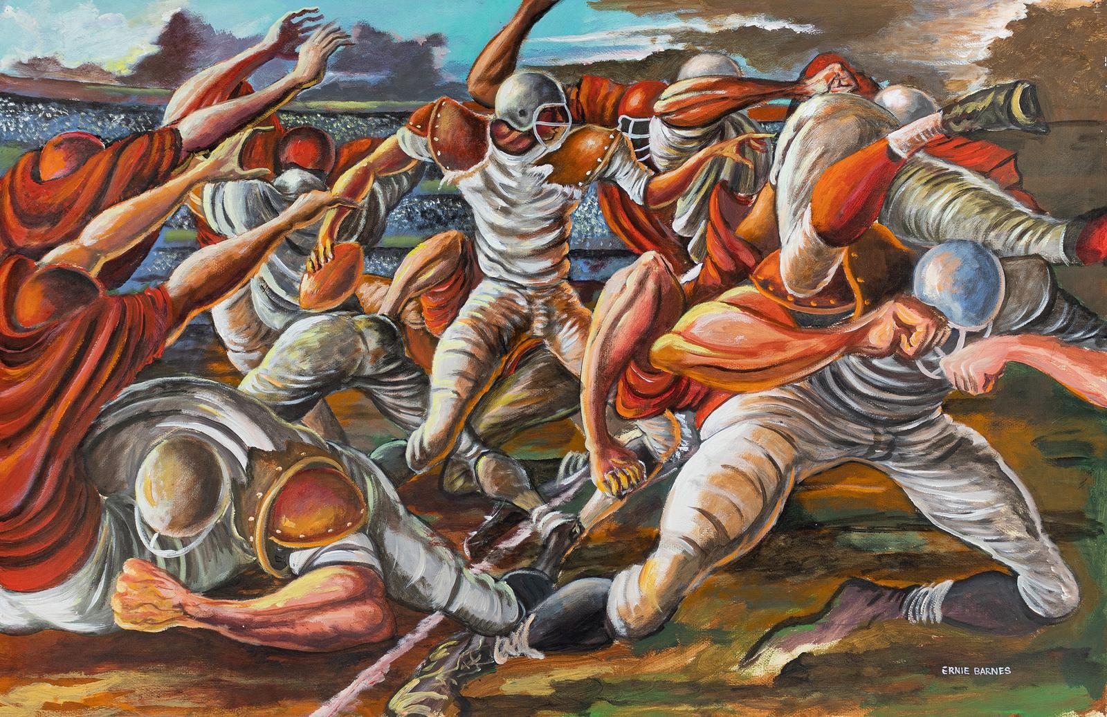 Ernie Barnes | Football Game (1980) | MutualArt