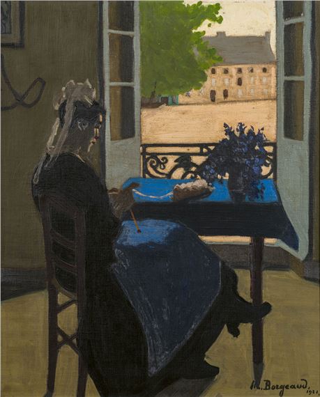Marius Etienne François Borgeaud | Bretonne tricotant (1921) | MutualArt