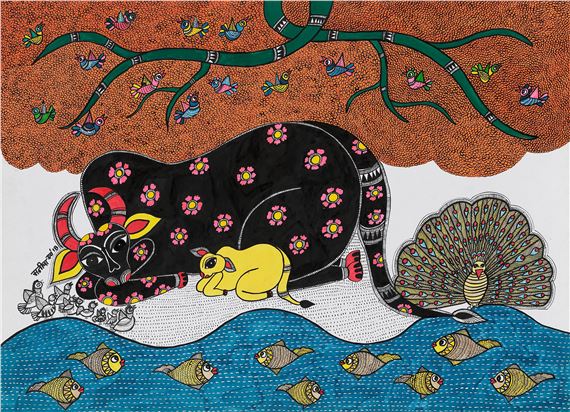 Manisha Jha | Untitled (Madhubani Painting) (2018) | MutualArt