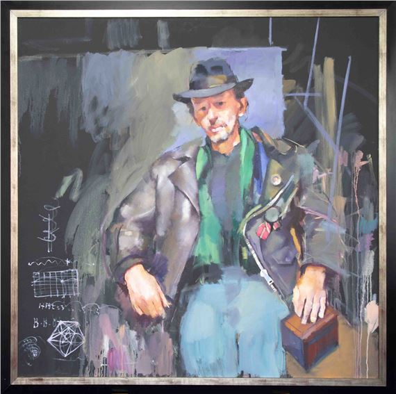 Robert Lenkiewicz | A Man In Leather Jacket and Trilby Hat | MutualArt
