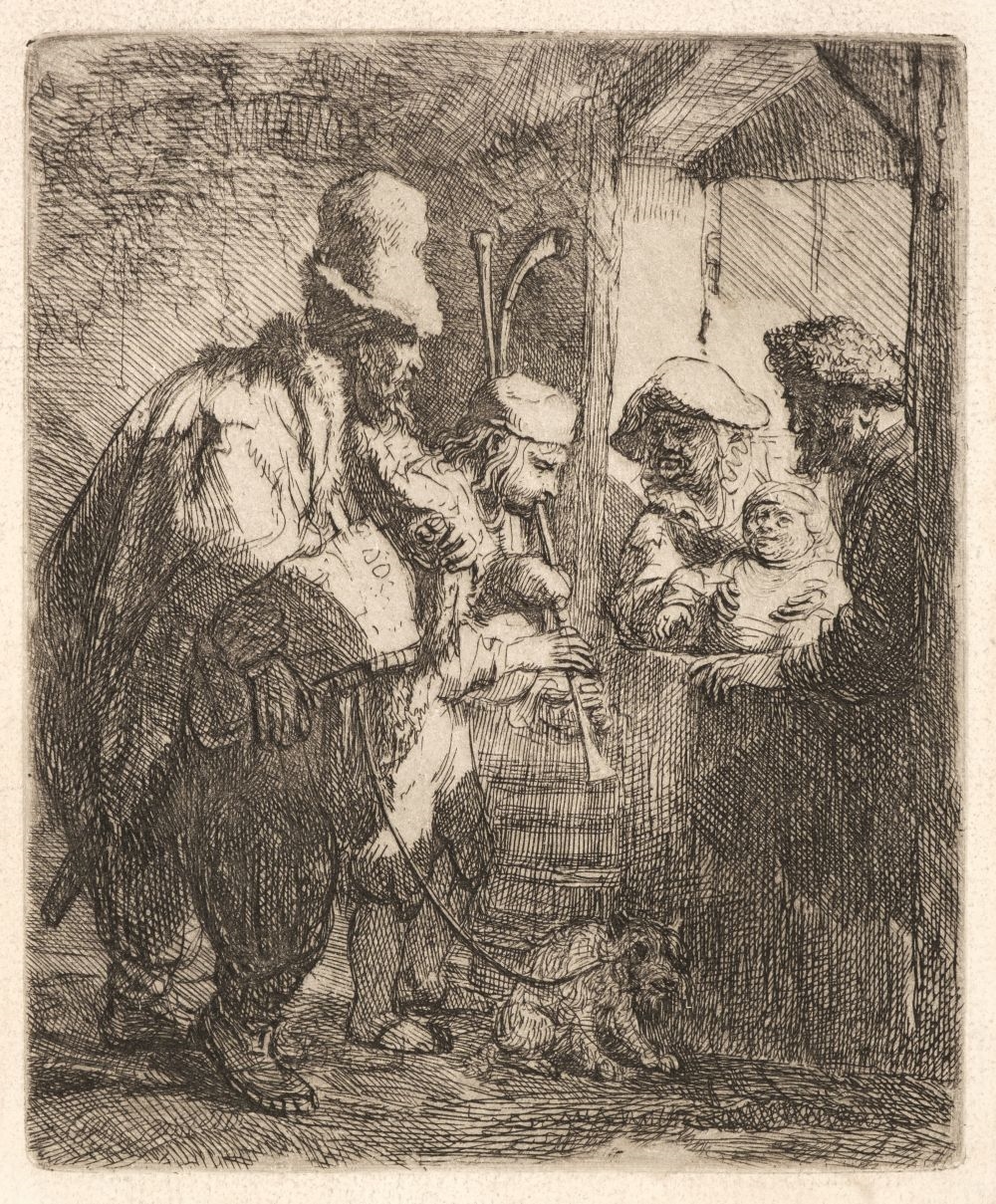 Rembrandt van Rijn | The Strolling Musicians, etching, circa 1635 (1635 ...
