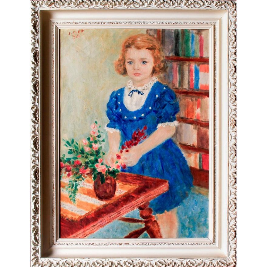 Edward Fish | Portrait of little girl in blue dress, with flora. (1951 ...