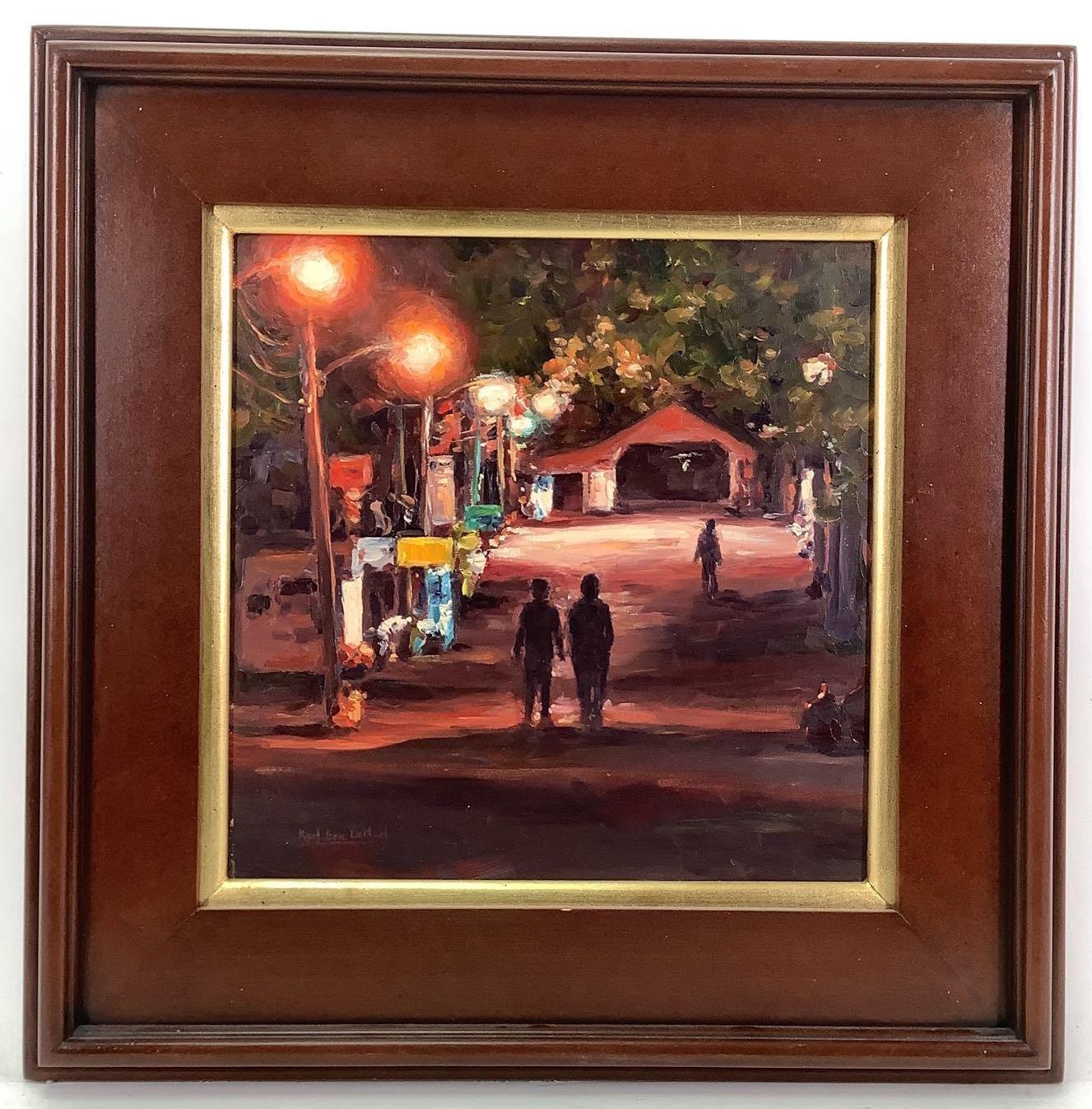 Karl Eric Leitzel | Evening urban street scene with figures | MutualArt