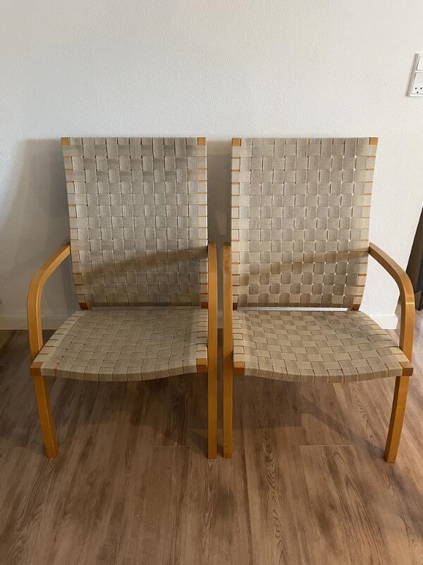 Tom Stepp | A pair of easy chairs with frame of beech | MutualArt