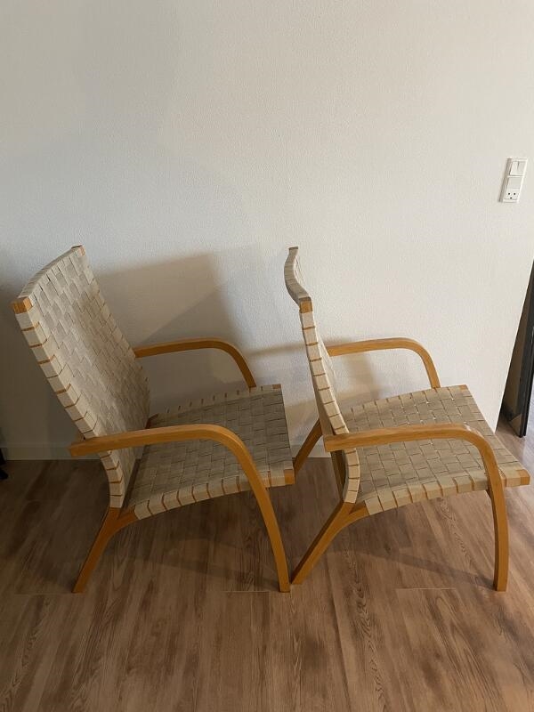 Tom Stepp | A pair of easy chairs with frame of beech | MutualArt