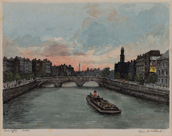 Flora H. Mitchell | GUINNESS BARGE ON THE RIVER LIFFEY | MutualArt