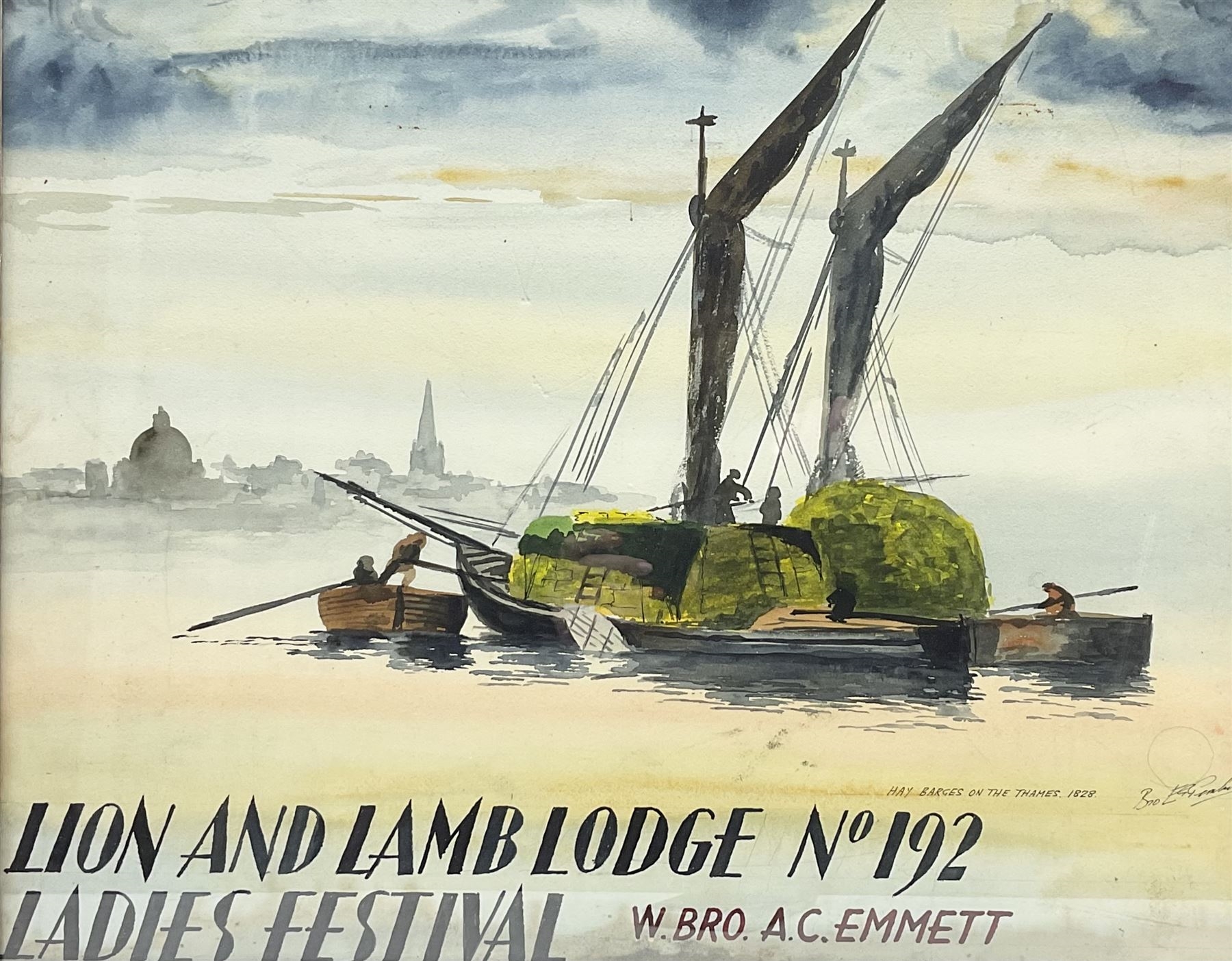 English School, 19th Century | 'Hay Barges on the Thames - Lion and ...
