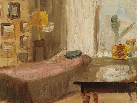 Karl Madsen | An interior in rose and yellow | MutualArt