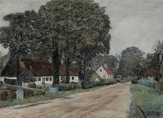 Ole Ring | View from a village road lined with thatched houses and a ...