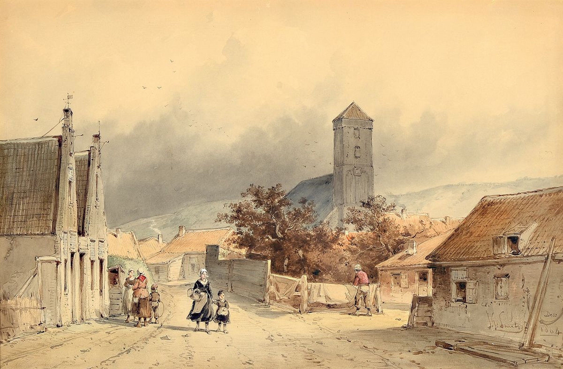 Jan Gerard Smits | view of a villagestreet (1864) | MutualArt