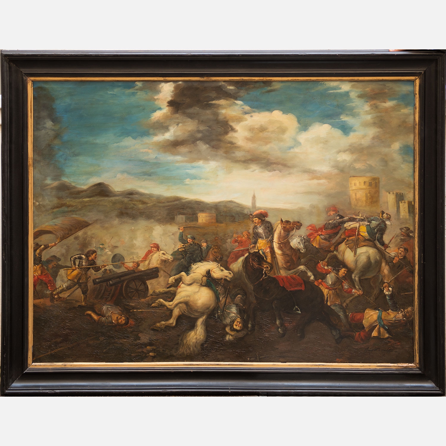 Aniello Falcone | Cavalry battle scene in landscape | MutualArt