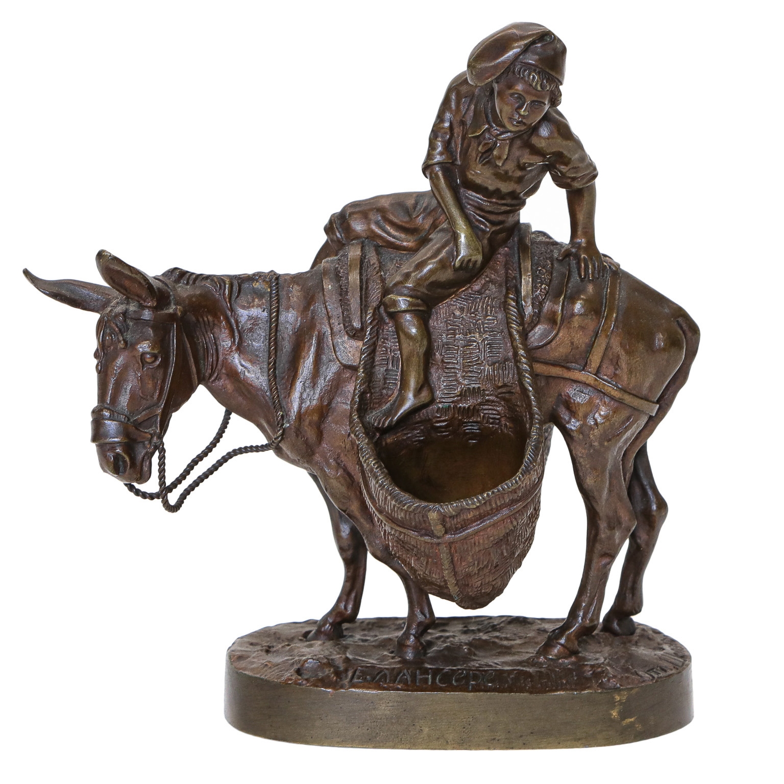 E. Nahcepe | Figure of a Boy on a Donkey with Baskets | MutualArt