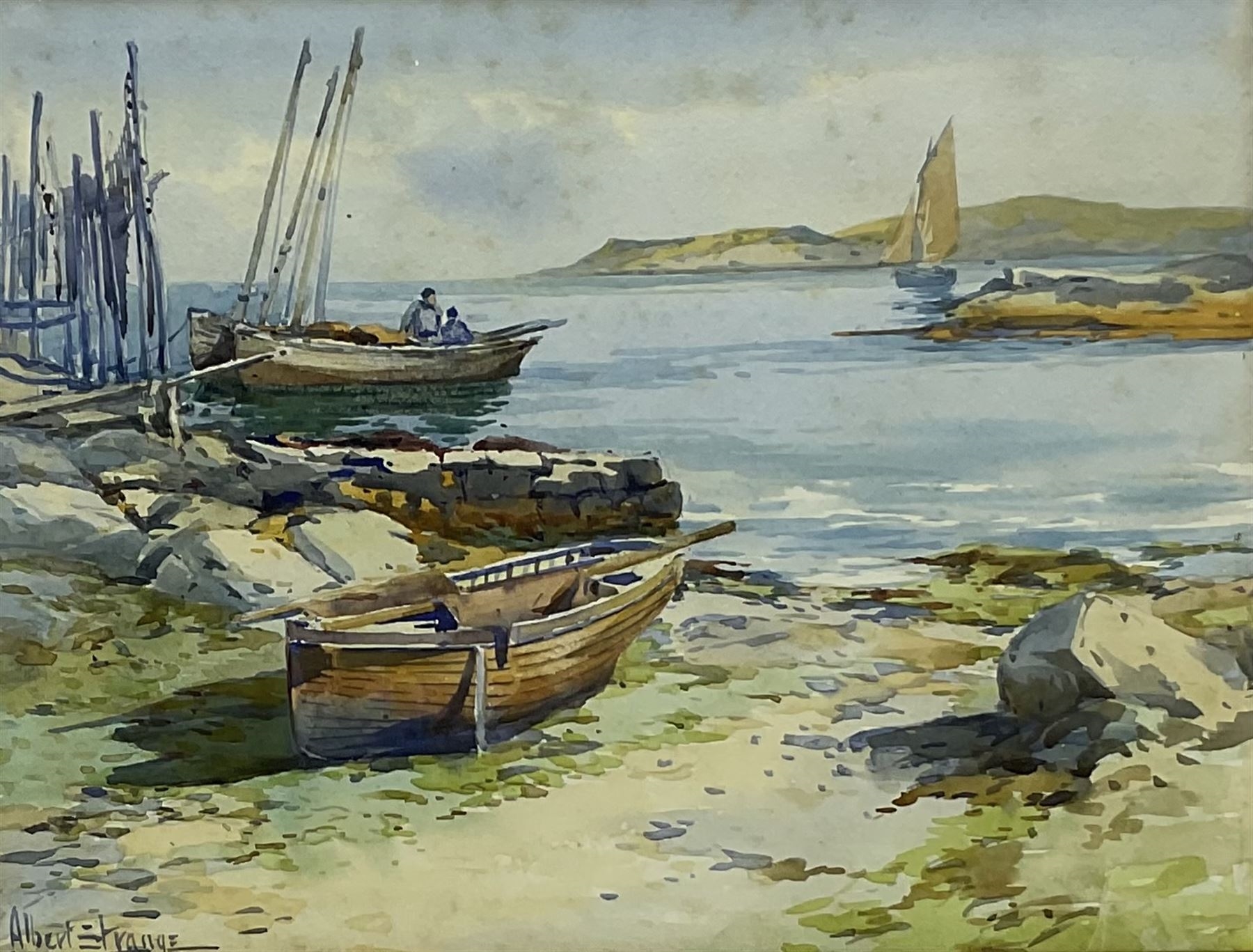 Albert Strange | Scottish Inlet with Fishing Boats on the Shoreline ...