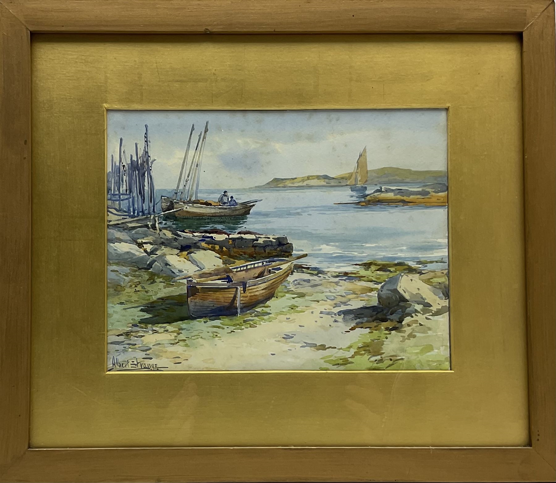 Albert Strange | Scottish Inlet with Fishing Boats on the Shoreline ...