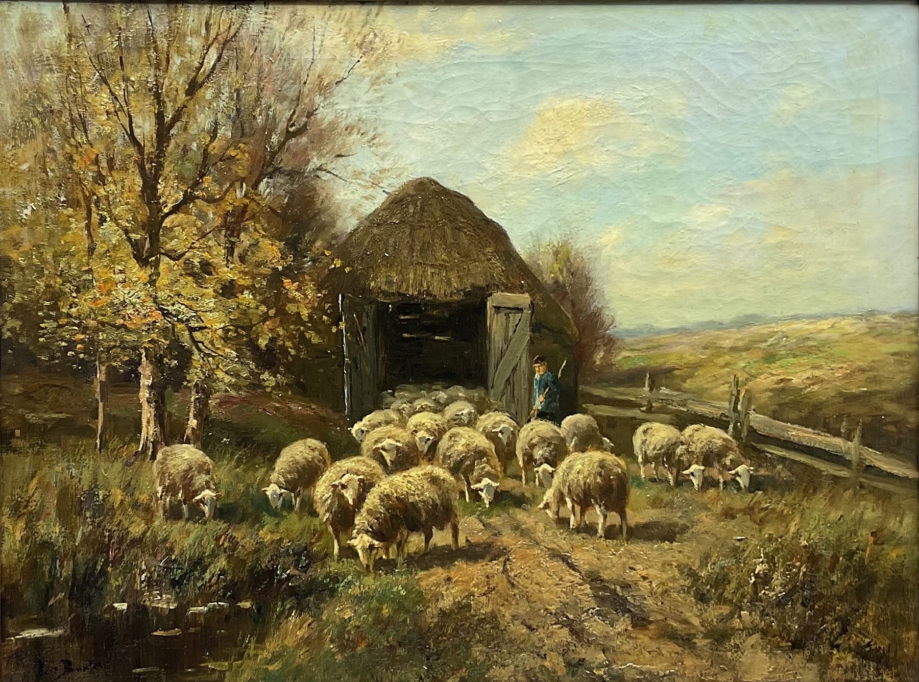 Piet Bouter | Shepherd releasing his Flock from an Upland Shed | MutualArt