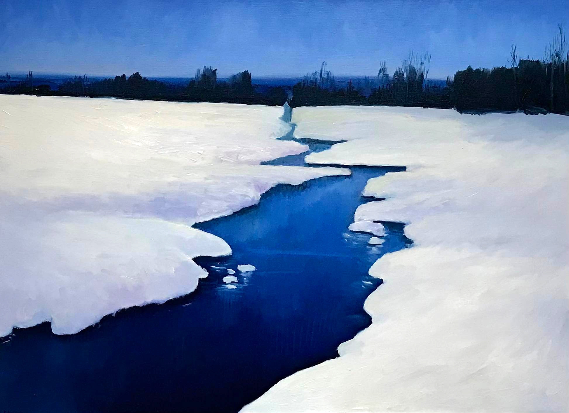 Mateusz Brzozowski | Pejzaż zimowy z rzeką (2022) | MutualArt