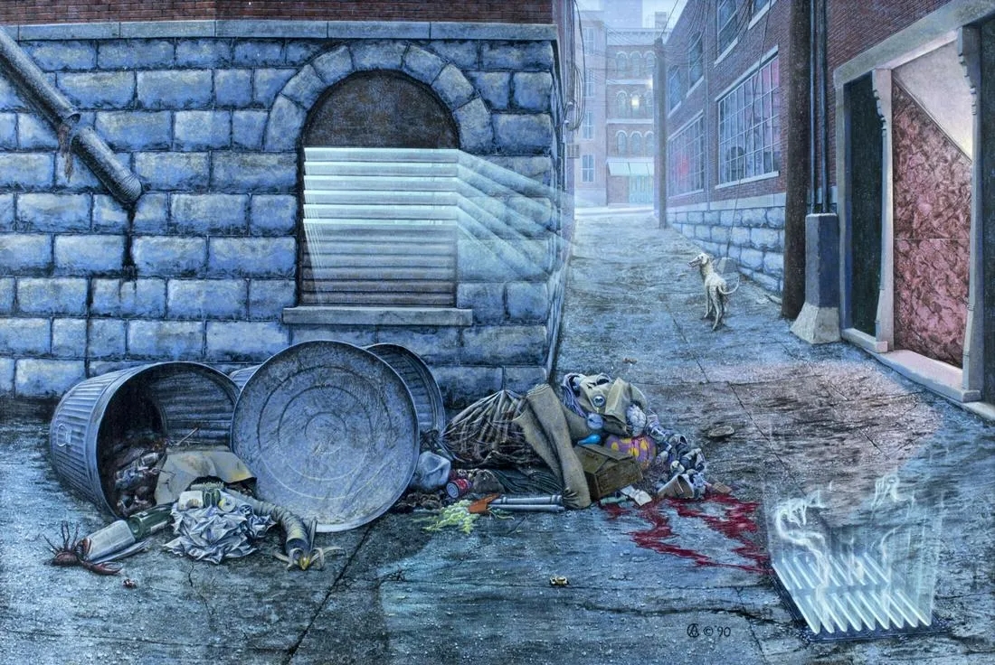 Alan Clark | Illustration - Garbage at Dawn (1990) | MutualArt