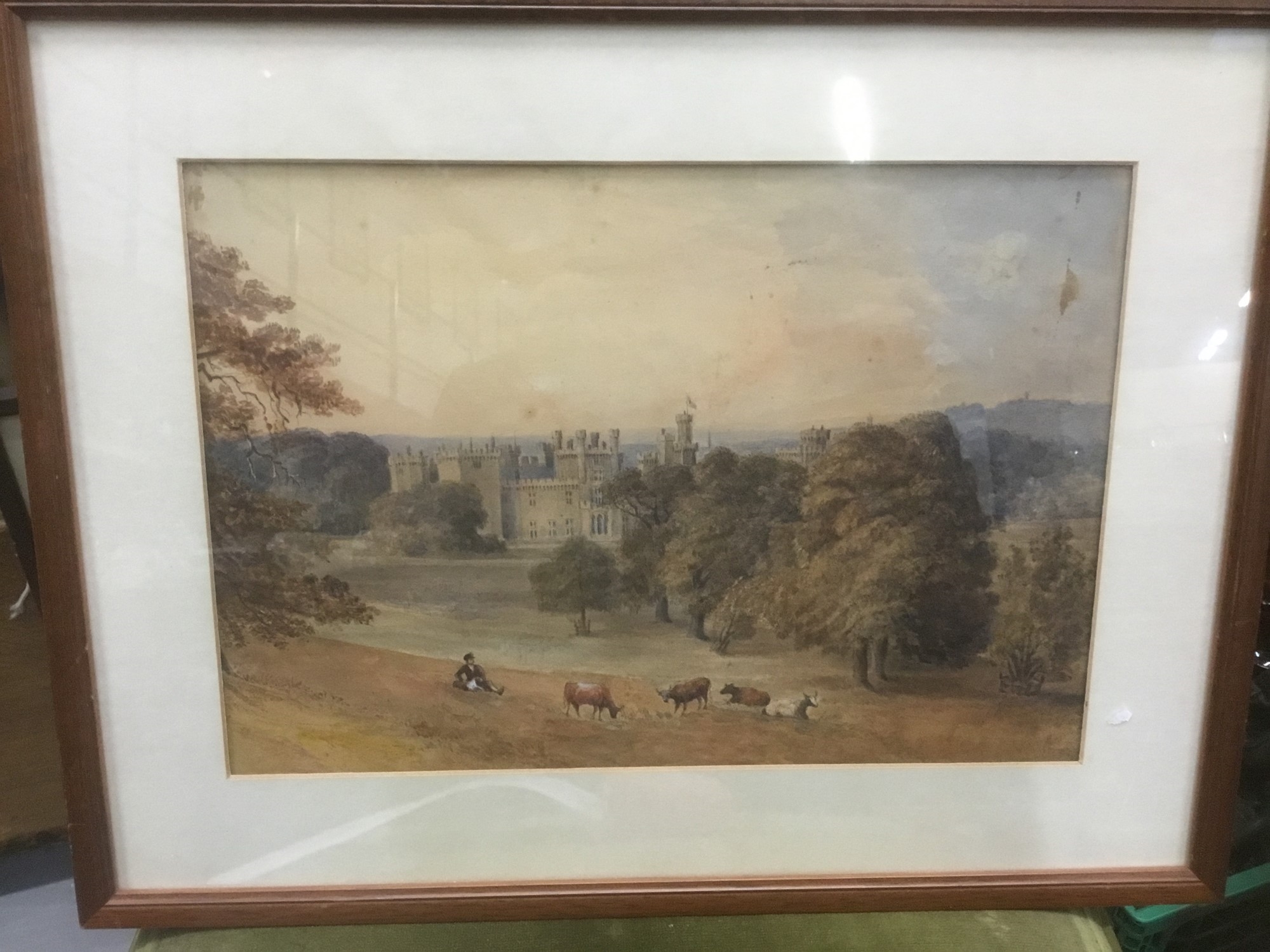 George Liddell Johnston | Victorian watercolour of Ravensworth castle ...