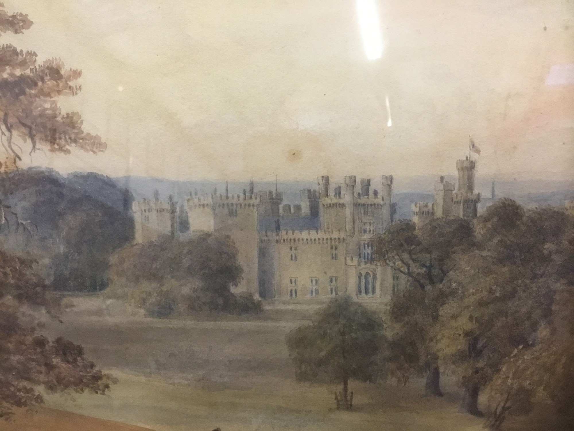 George Liddell Johnston | Victorian watercolour of Ravensworth castle ...