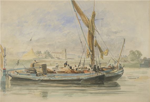 Edward Angelo Goodall | Loading the barge | MutualArt