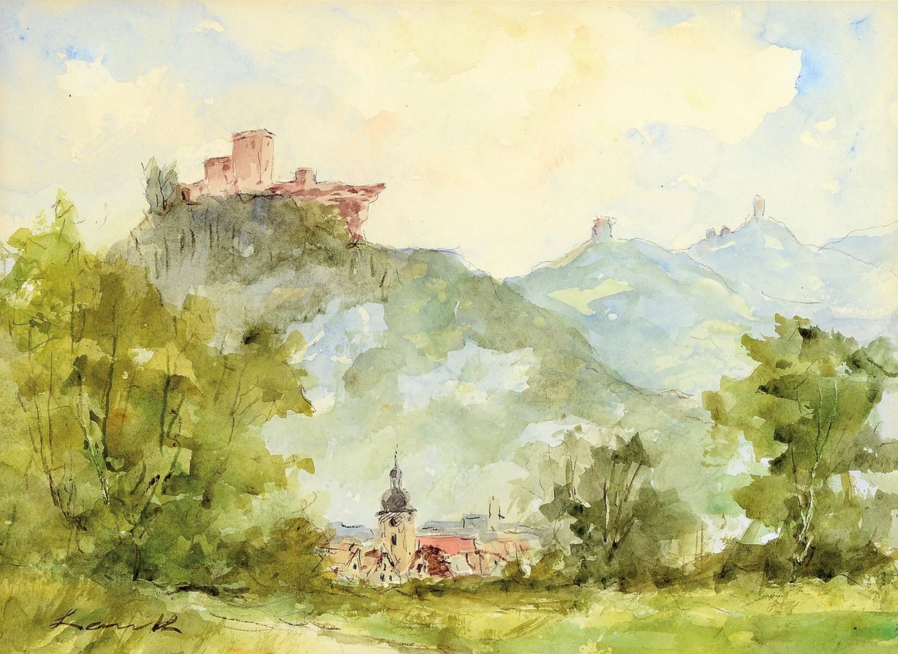 Robert Lauth | bundle of an oil painting and 3 watercolours | MutualArt