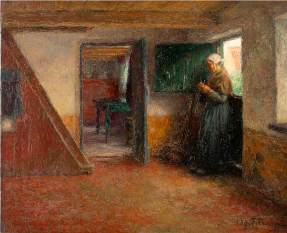 Edgard Farasyn | the farmer's wife in an interior | MutualArt