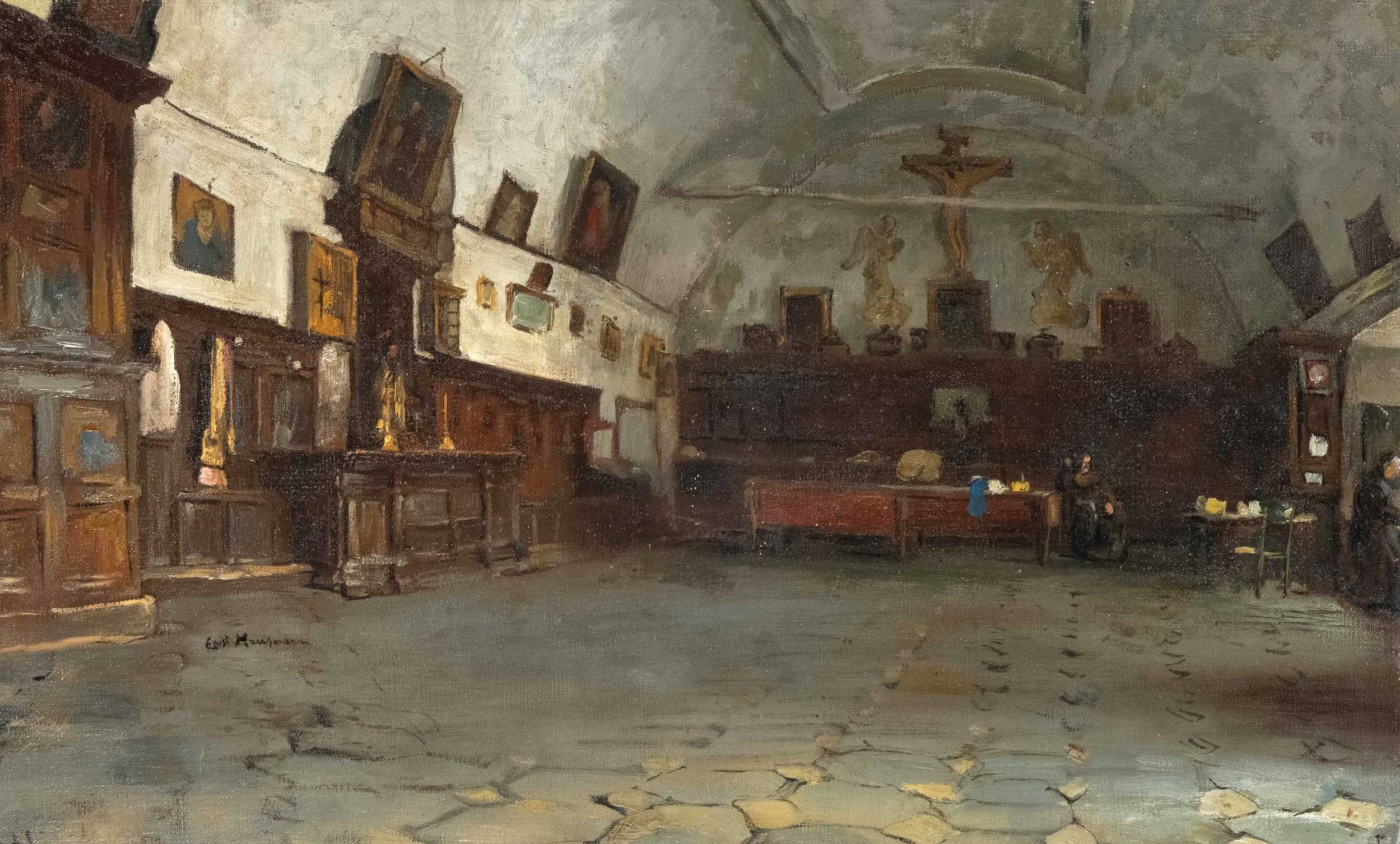 Ernst Friedrich Hausmann | Monastery interior. | MutualArt