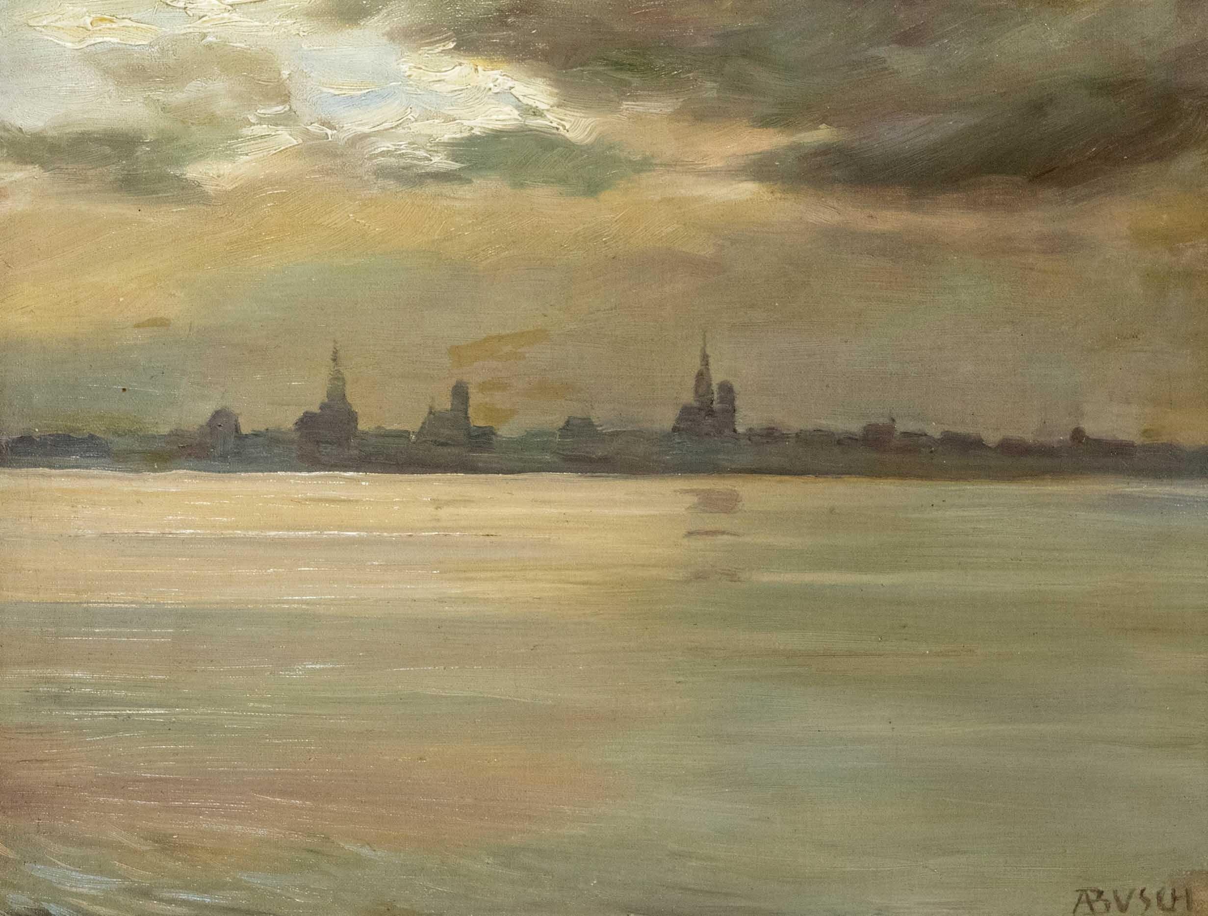 Arnold Busch | Stralsund seen from Rügen (thunderstorm atmosphere ...