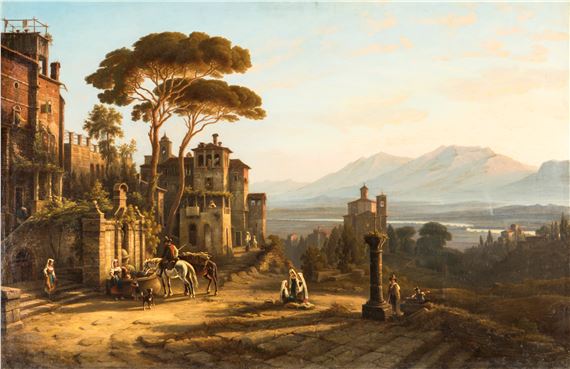 Henry Jaeckel | Veduta con architetture e figure | MutualArt