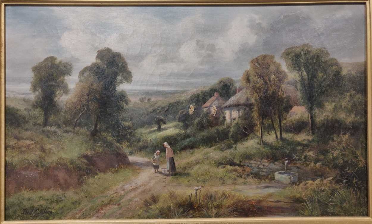 Frederick Carlton | A pair - figures on a woodland path and a figure on ...