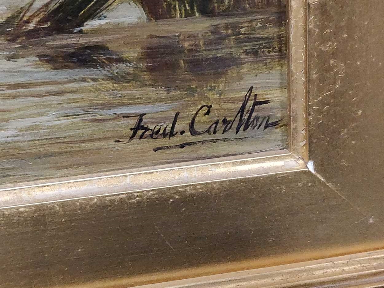 Frederick Carlton | A pair - figures on a woodland path and a figure on ...