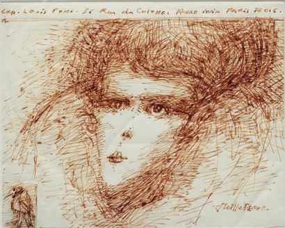 Louis Pons | Portrait and bird (2002) | MutualArt